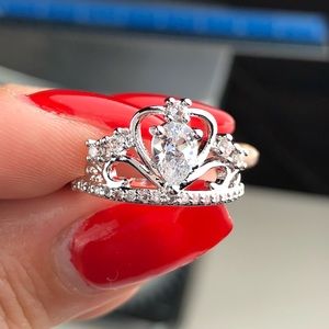 Jewelry | Queen Princess Ring Gift Silver Alloy Diamond | Poshmark